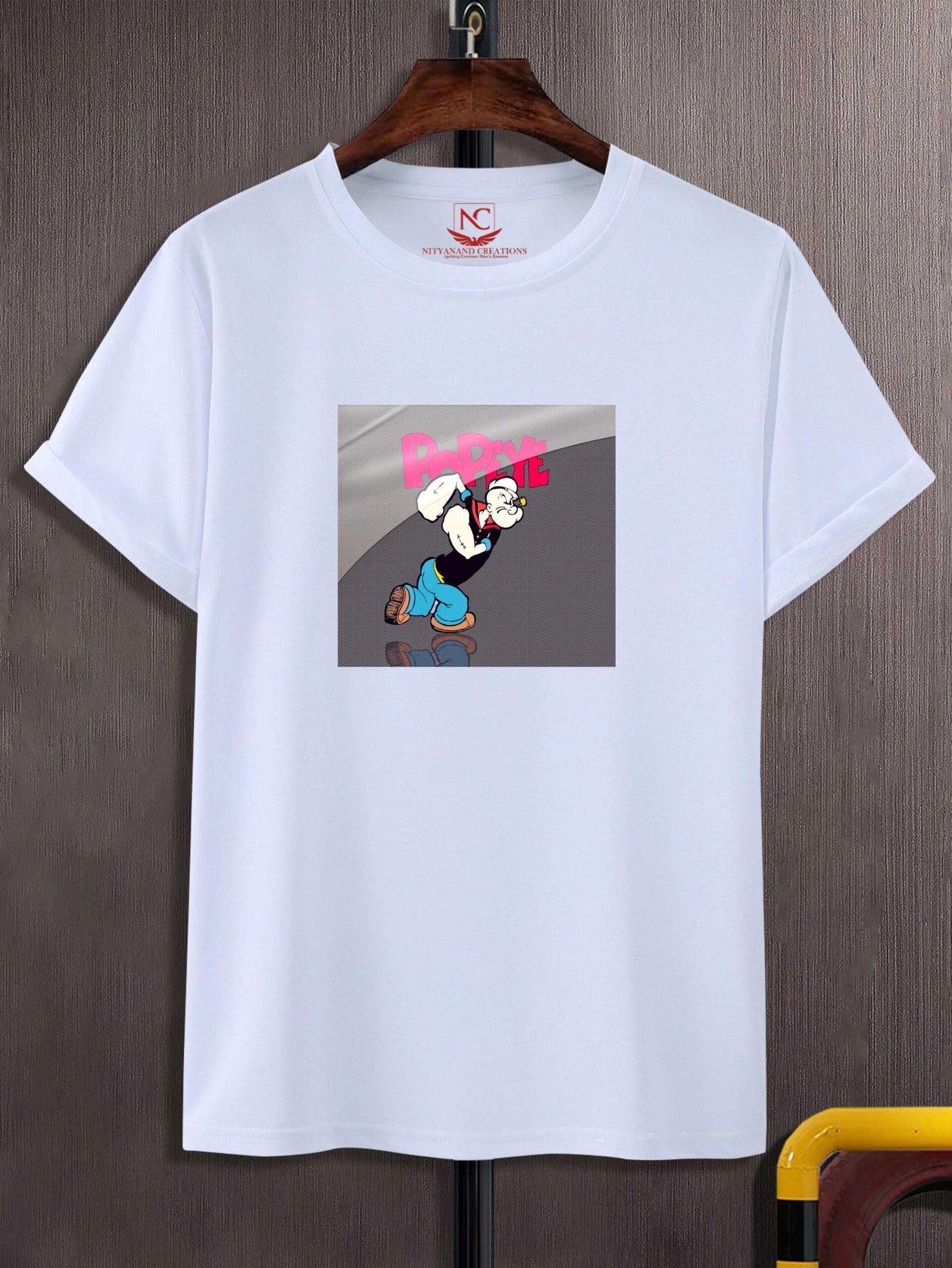 Popeye Graphic Printed White T-shirt-411 / Nityanand Creations